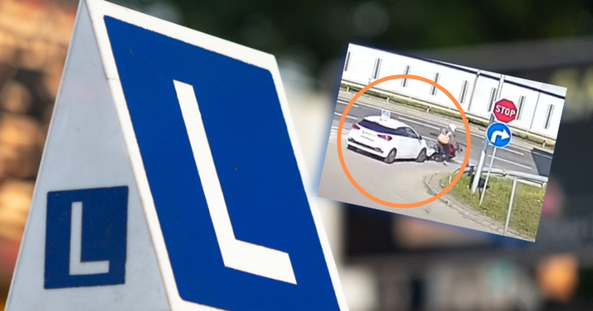 Kursant zatrzymał się przed "stopem". Uderzenia z tej strony się nie ...