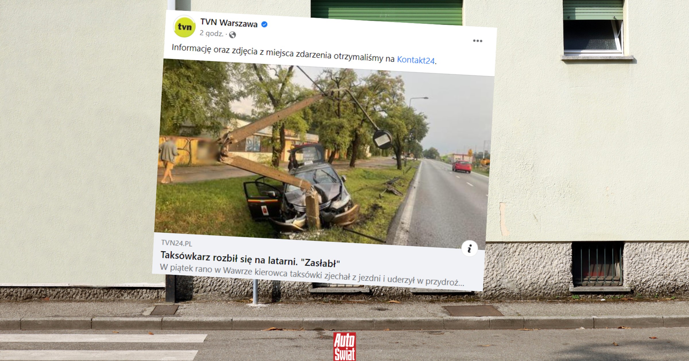 Dramatyczny wypadek w Warszawie. Latarnia złamała się w kilku miejscach