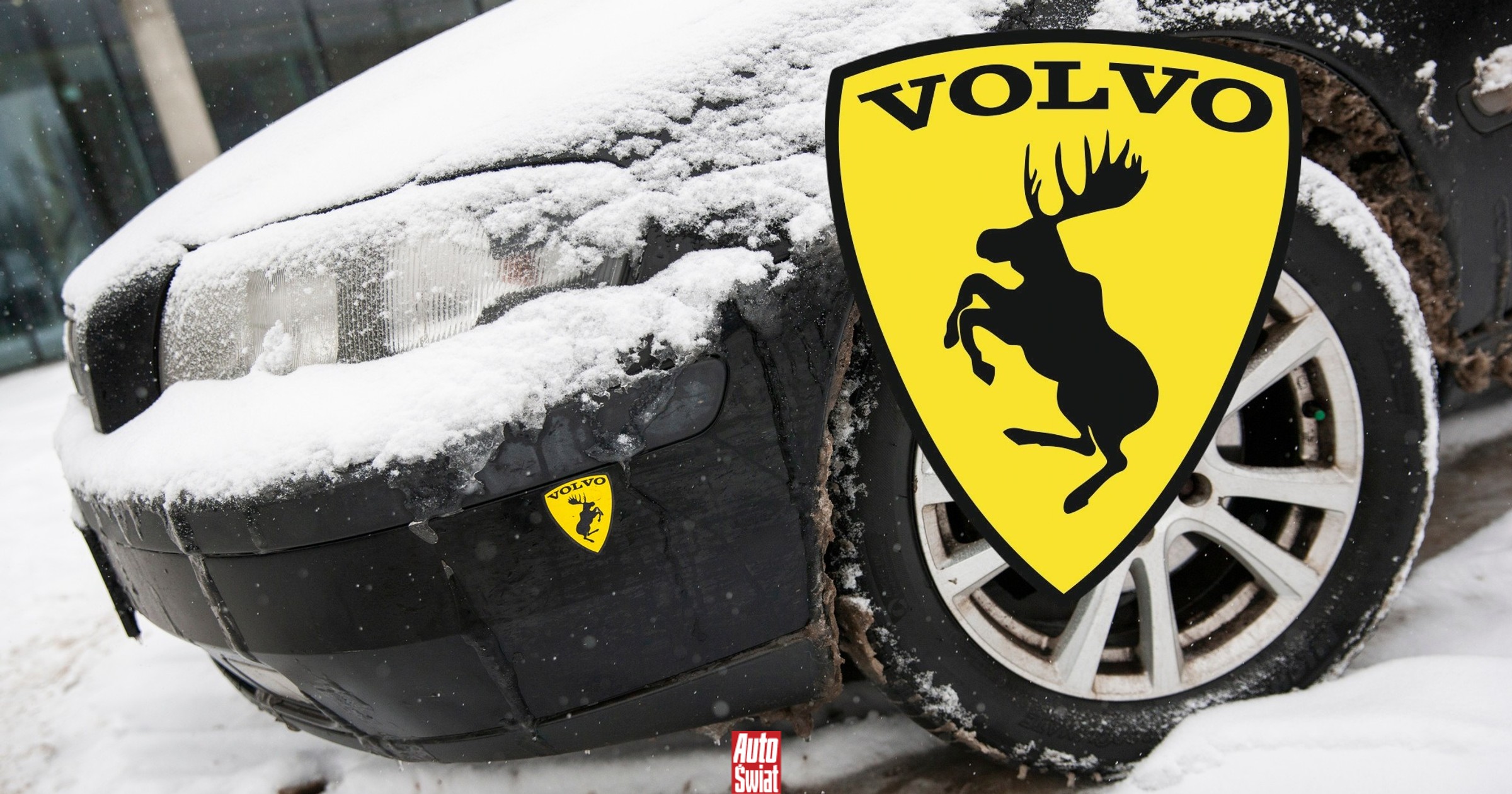 Żółta naklejka na Volvo przypominająca logo Ferrari. O co chodzi?